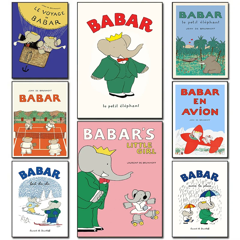 Retro Classic Babar The Elephant Fairy Tales Educate Illustration ...
