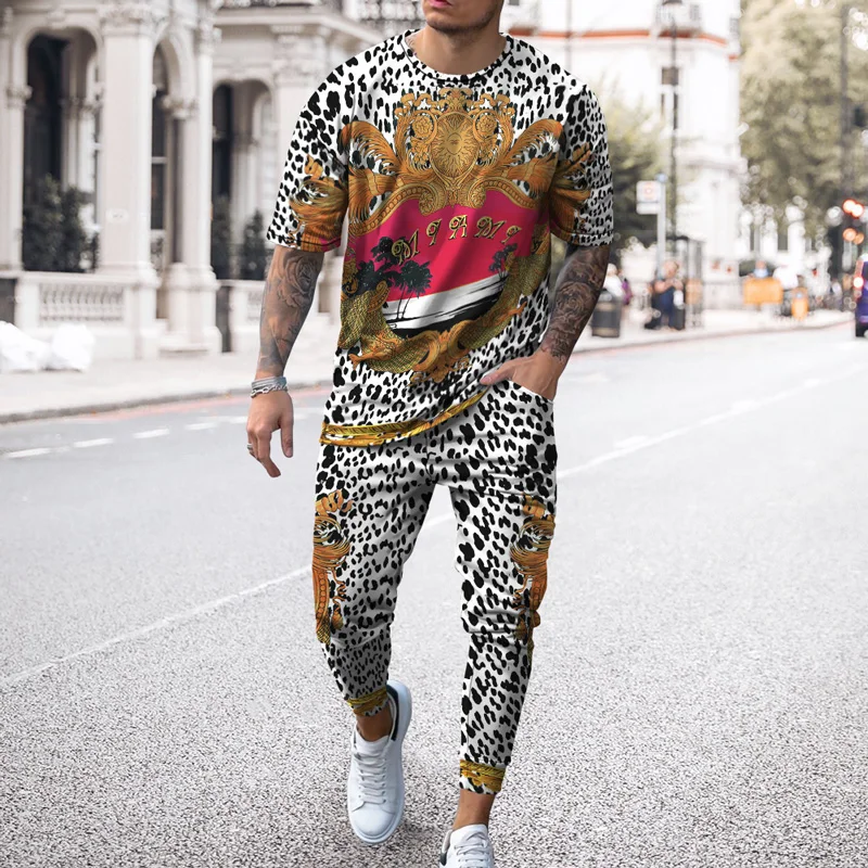 Summer-Men-s-Tracksuit-Sets-Printed-T-Shirts-Trousers-Joggers-Set ...