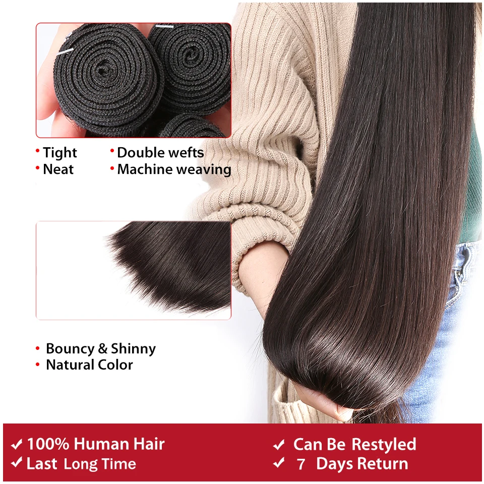 Straight Human Hair Bundles | 28 to 36 inch Extensions