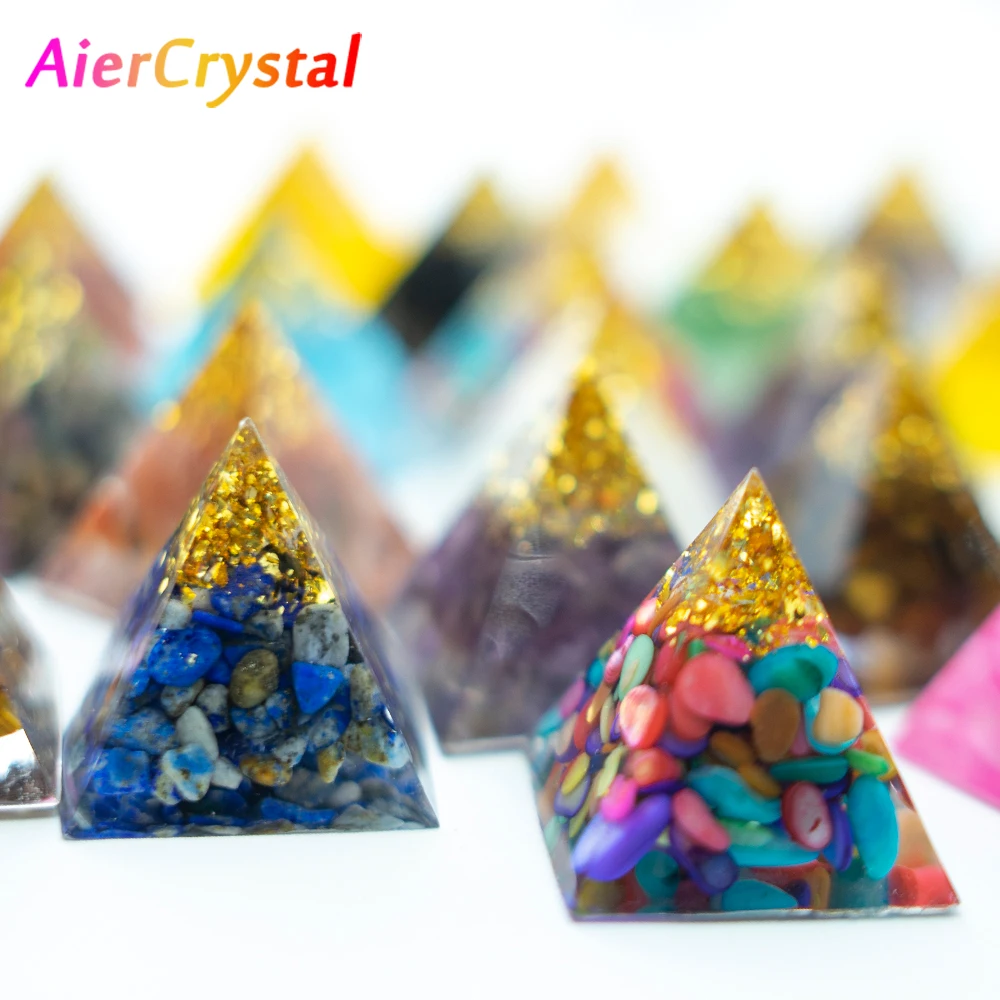 Natural Crystals Energy Pyramid Peridot Healing Reiki Chakra Orgonite ...