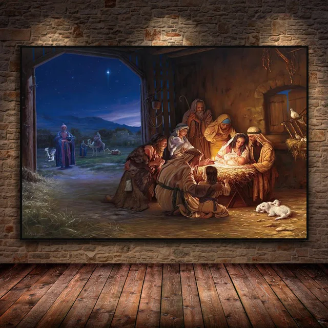 Christmas Nativity Oil Painting