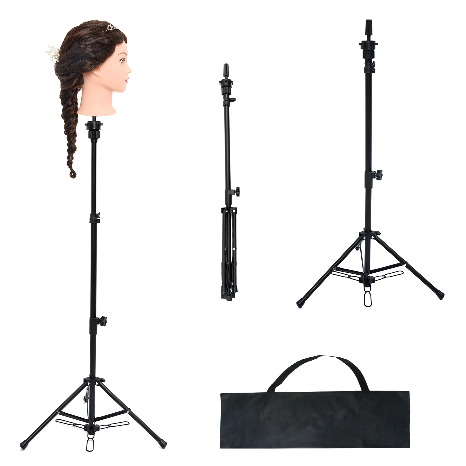 140cm-Stainless-Steel-Wig-Tripod-Stand-Adjustable-Wig-Head-Holder-Salon ...