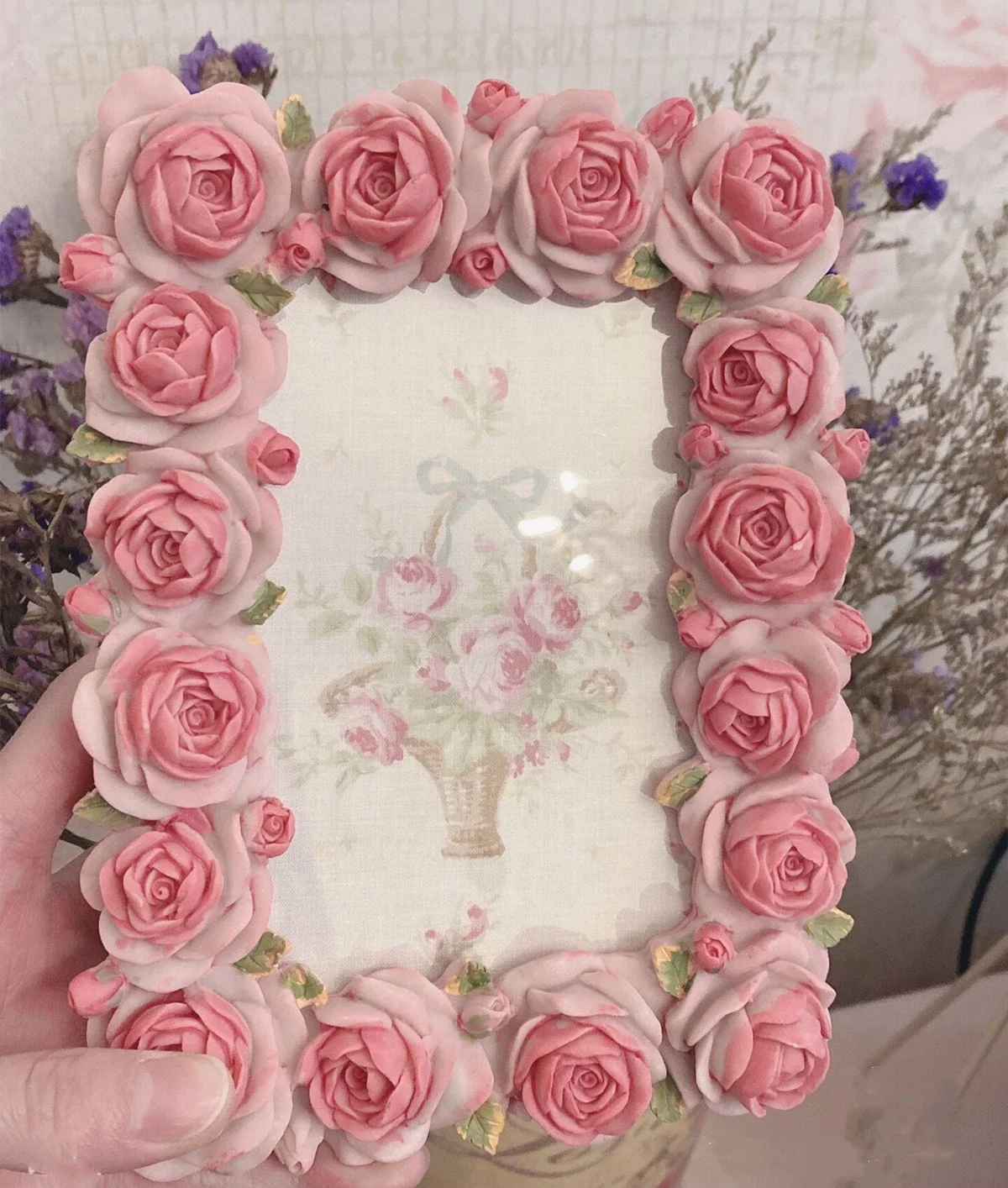 Serie-Pink-Rose-Blossom-marco-de-encaje-Rectangular-de-resina-c-lida ...