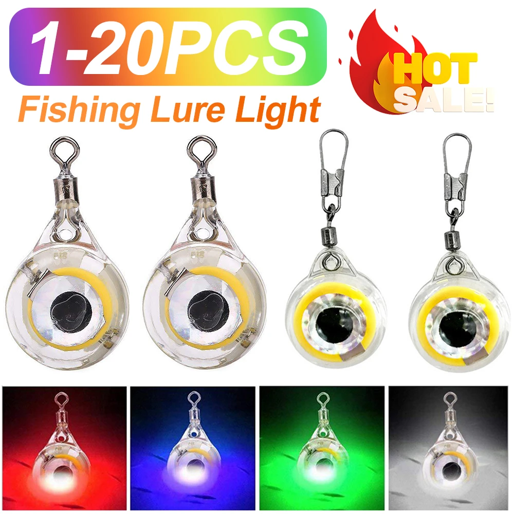 1-20Pcs Mini Fishing Lure Light LED Deep Drop Underwater Eye Shape ...