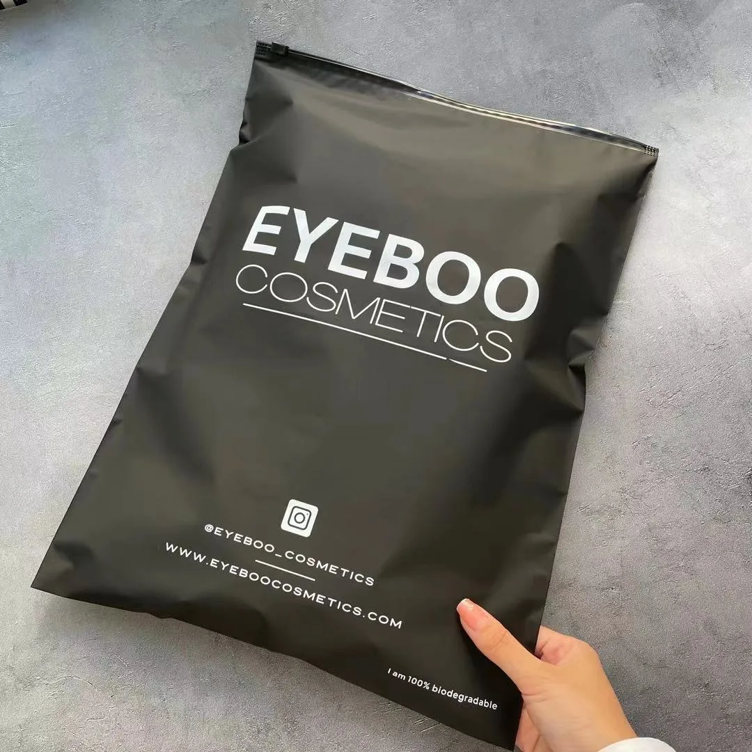 High-Quality-Matte-Black-Frosted-Zipper-Bag-Custom-Plastic-Shipping-T ...