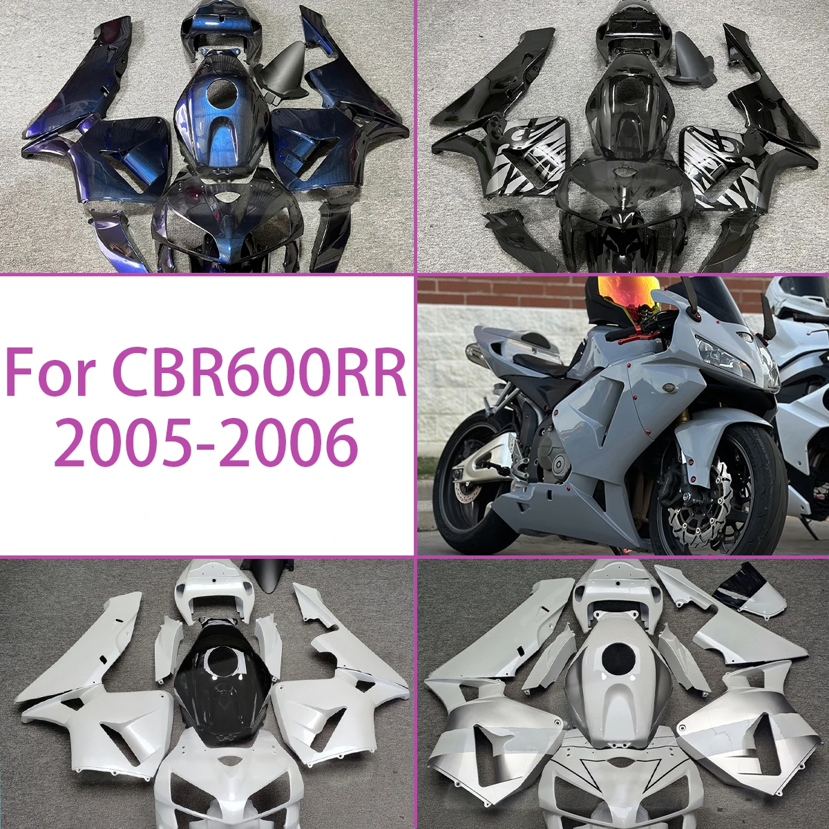 For Honda 2005 2006 CBR600RR Custom Black ABS Fairings 05 06 CBR 600RR ...