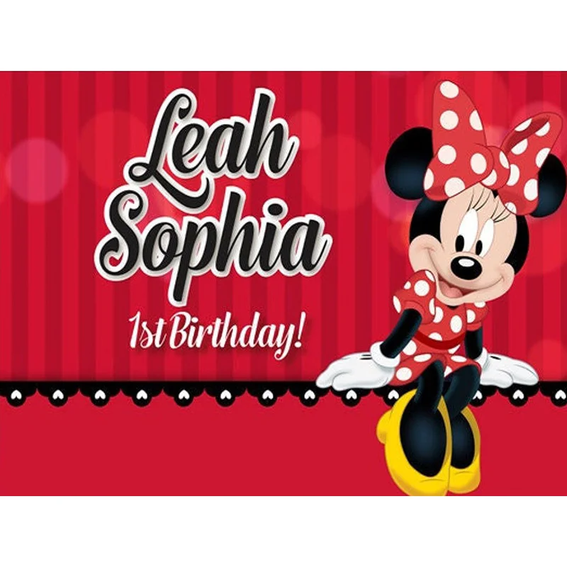 Red Minnie Mouse 1st Birthday Invitations
