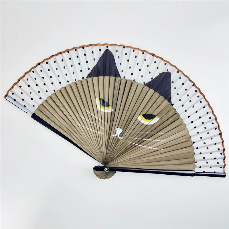 Cat Chinese Cartoon Silk Fashionable Japan style Hand Fans Popular ...
