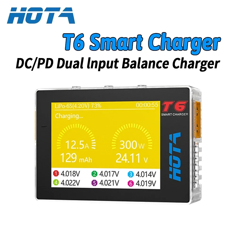 HOTA T6 LiPo Battery 1~6S Smart Balance Charger DC300W PD90W Dual ...