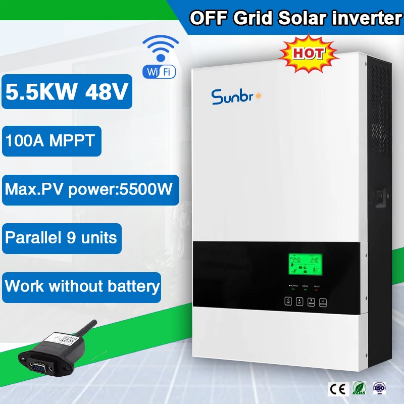 5500w 48vdc Off Grid Hybrid Pure Sure Wave Solar Inverter With 100a ...