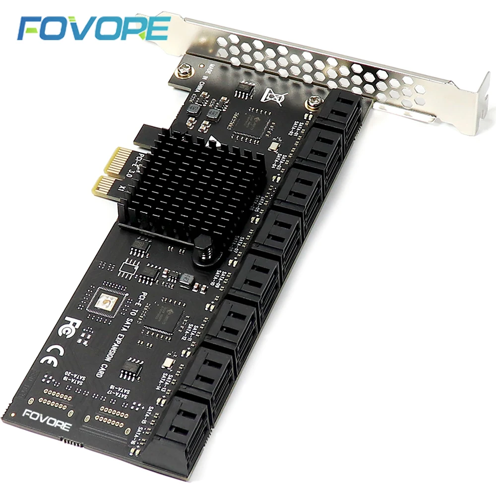 FOVORE Адаптер SATA PCIe PCI e x1 на 16 портов | AliExpress