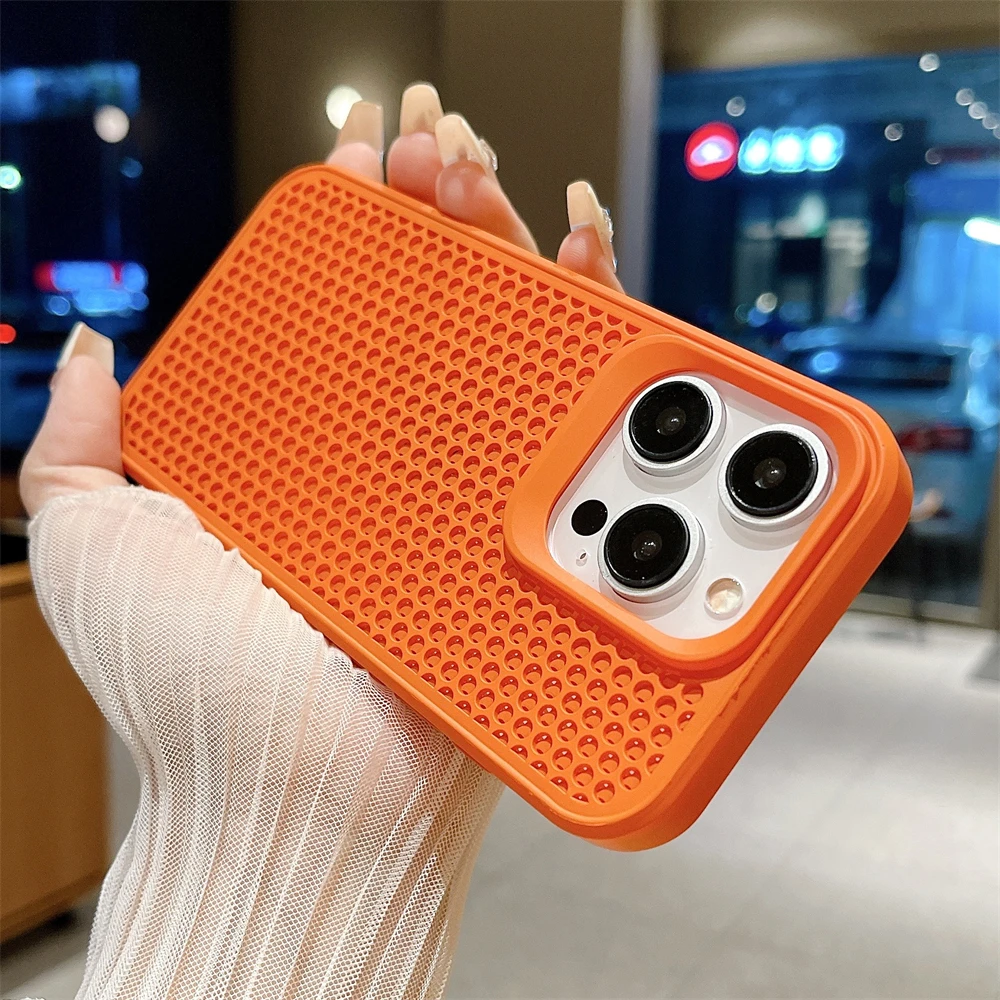 Heat-Dissipation-Breathable-Grid-Phone-Case-For-iPhone-15-14-13-12-Pro ...