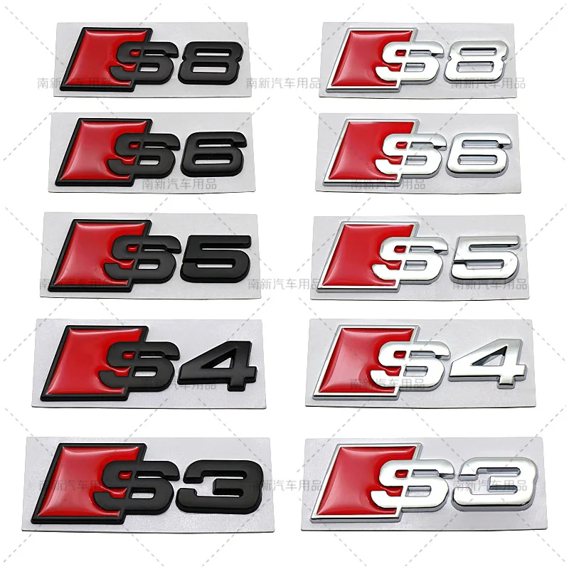 3d 금속 데칼 자동차 스티커 아우디 S3 S4 S5 S6 S7 S8 A3 A4 A5 A6 A7 A8 Q3 Q5 Q7 자동차 후면 트렁크 바디 엠블럼 배지 스티커