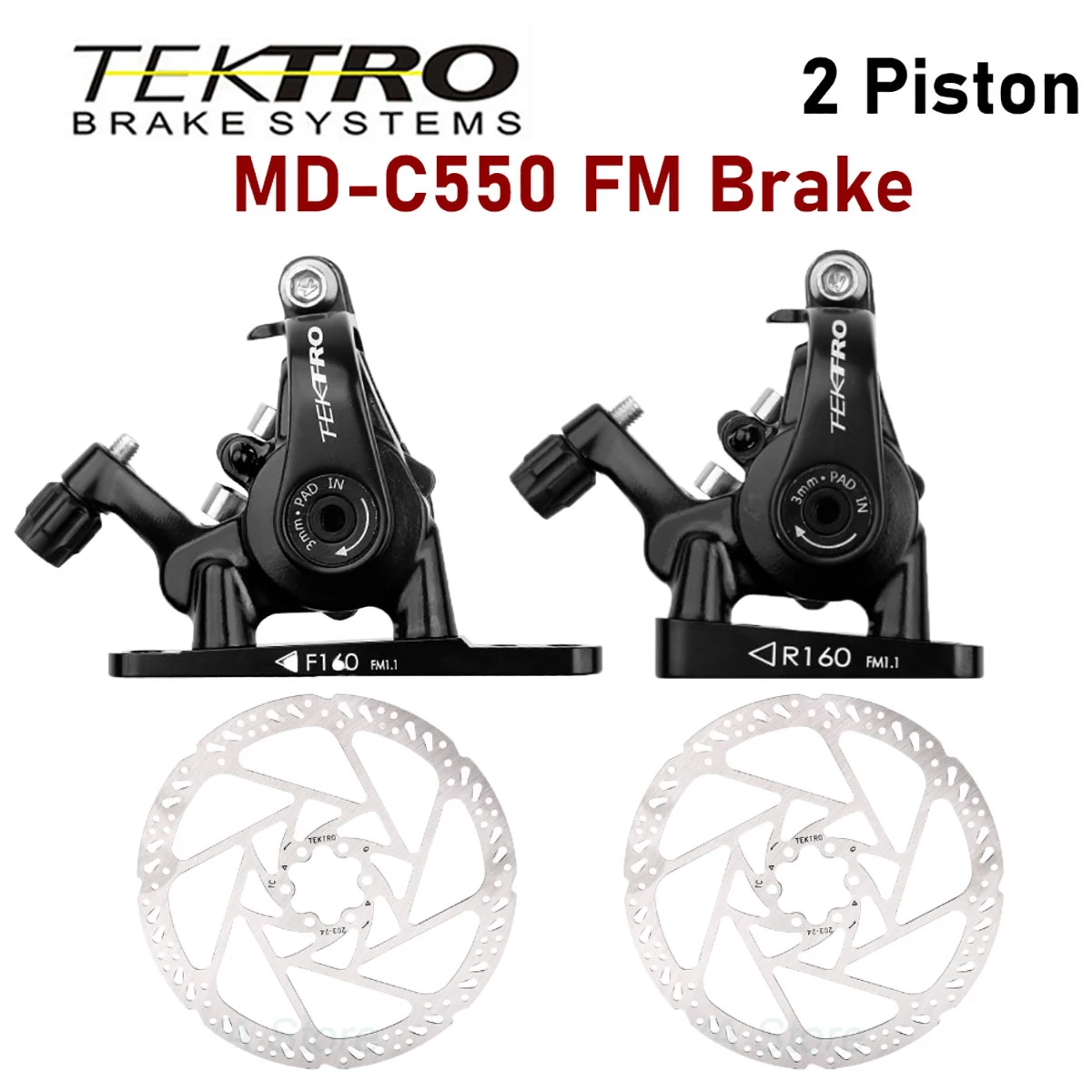 Tektro-MD-C550-Road-Bike-Discs-Brake-2-Piston-Flat-Mount-Bicycle-Brakes-Caliper-Mechanical ...