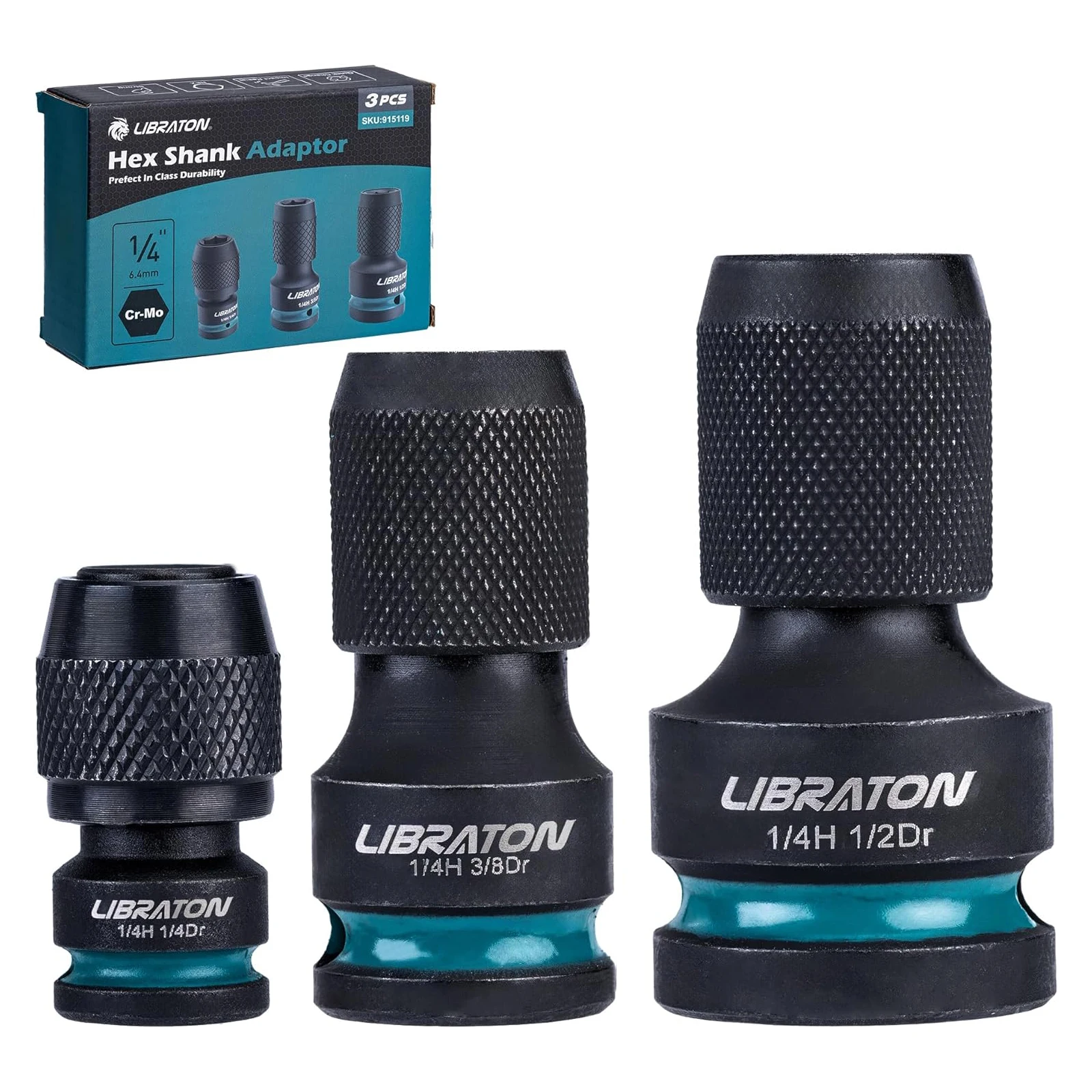 LIBRATON-3PCS-Impact-to-1-4-Hex-Converter-Impact-Wrench-Adapters-for ...