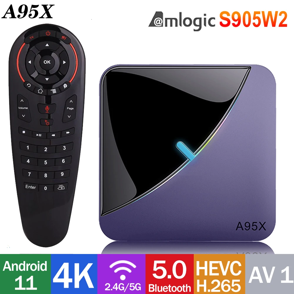 Original a95x f3 ar ii smart tv caixa amlogic s905w2 android11 av1 rgb ...