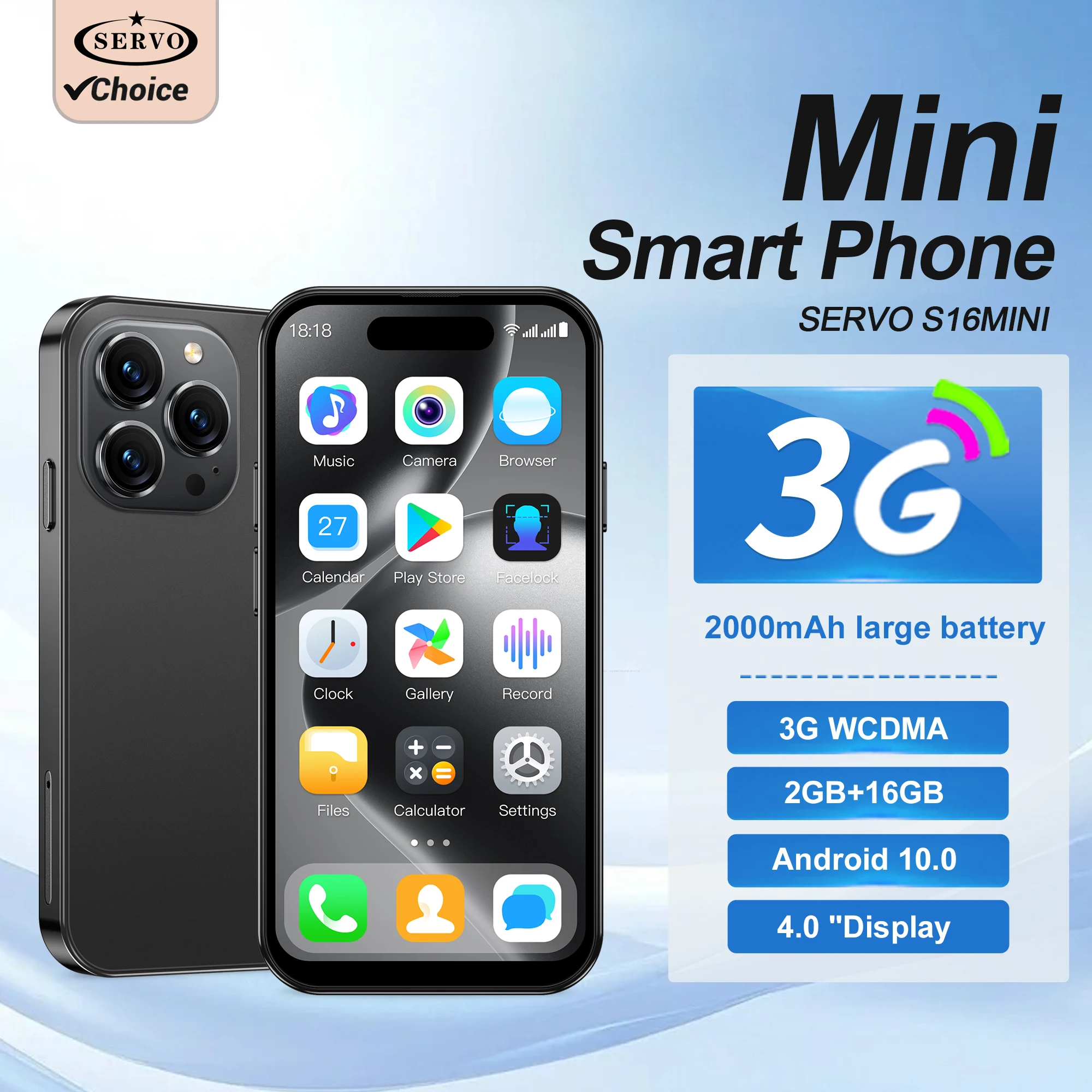 SERVO S16 Mini 3G WCDMA Smartphone Android 10.0 Dual SIM 2GB+16GB WiFi ...