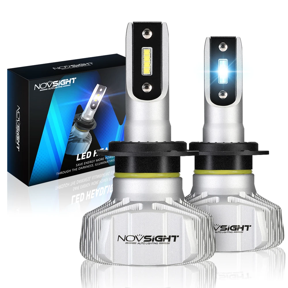 NOVSIGHT araba far H4 Hi/Lo ışın LED H7 H1 H3 H8 H9 H11 H13 9005 9006 9007 50W 10000lm 6500K ...