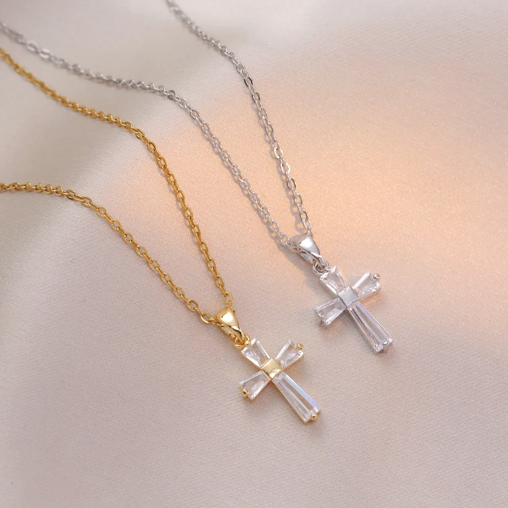 Fashion Simple Cross Square Pendant Necklaces for Women Classic ...
