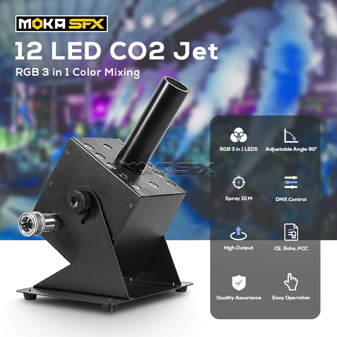 MOKA 12x3w LED CO2 Jet Machine Co2 Cryo Jet Canon Stage Effect Co2 Fog ...