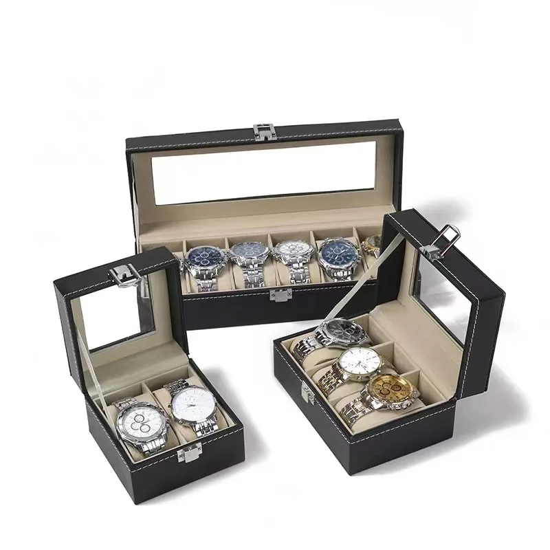 Watch-Organizer-Storage-Boxes-for-Travel-Watches-Pu-Leather-Glass-Case ...