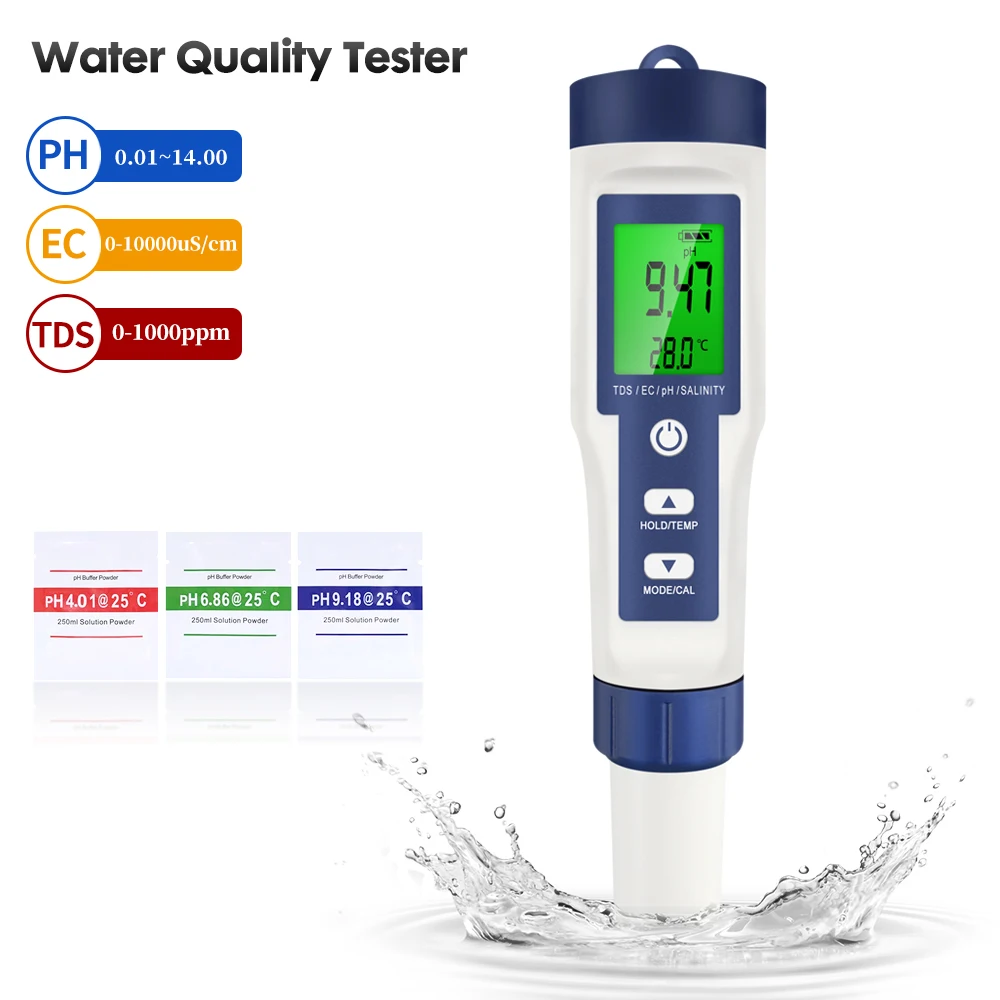5-in-1-Water-Quality-Tester-Digital-TDS-EC-PH-Salinity-Temperature ...