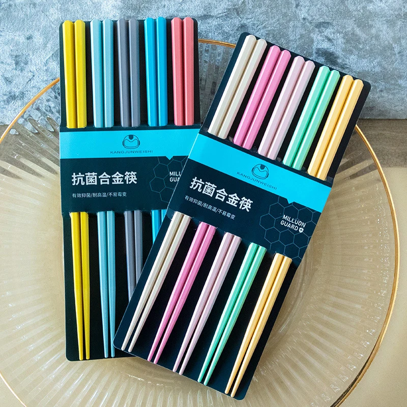 5Pairs Chinese Chopsticks Reusable Mixed Color Chopstick Sushi Noodle ...