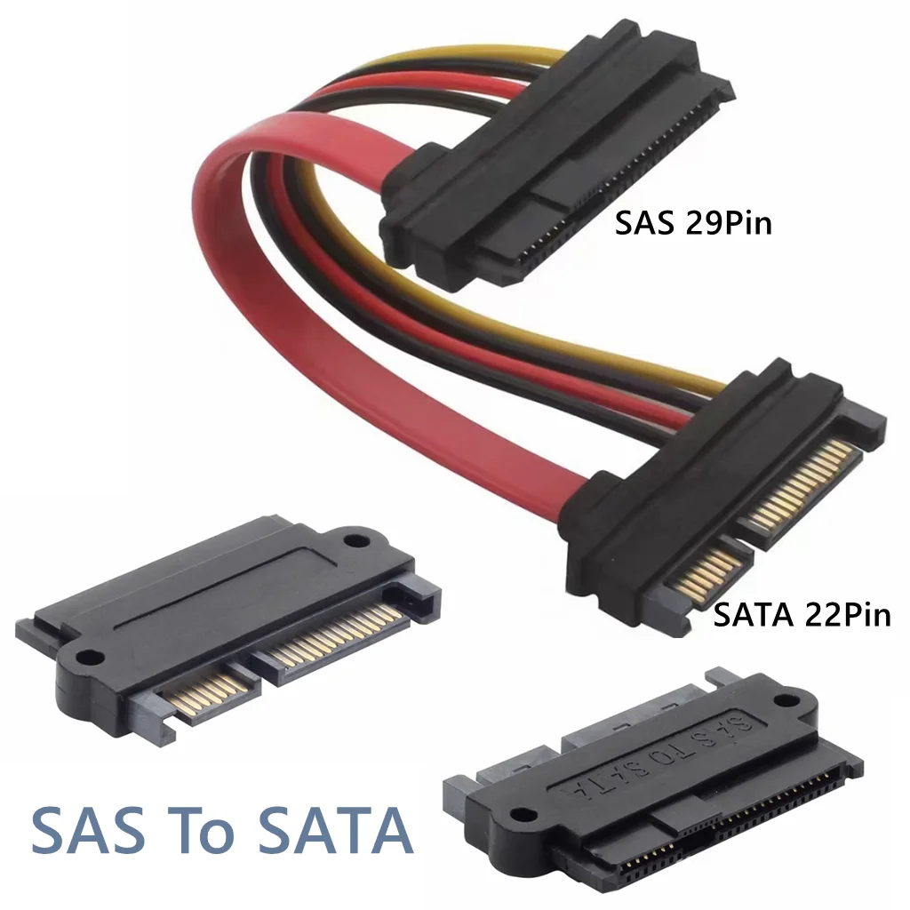 5Gbps SFF 8482 SAS 29pin a SATA 22pin adaptador de ángulo de 180 grados ...