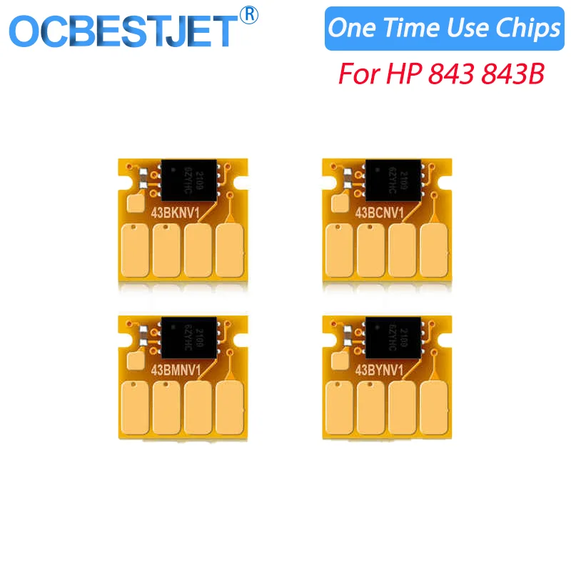 4 Colors For HP 843 B New Upgrade Ink Cartridge Chip For HP PageWide XL ...
