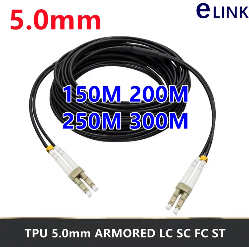 150m 200m250m300m 2c tpu 5.0mm om2 fibra óptica patchocord impermeável ...