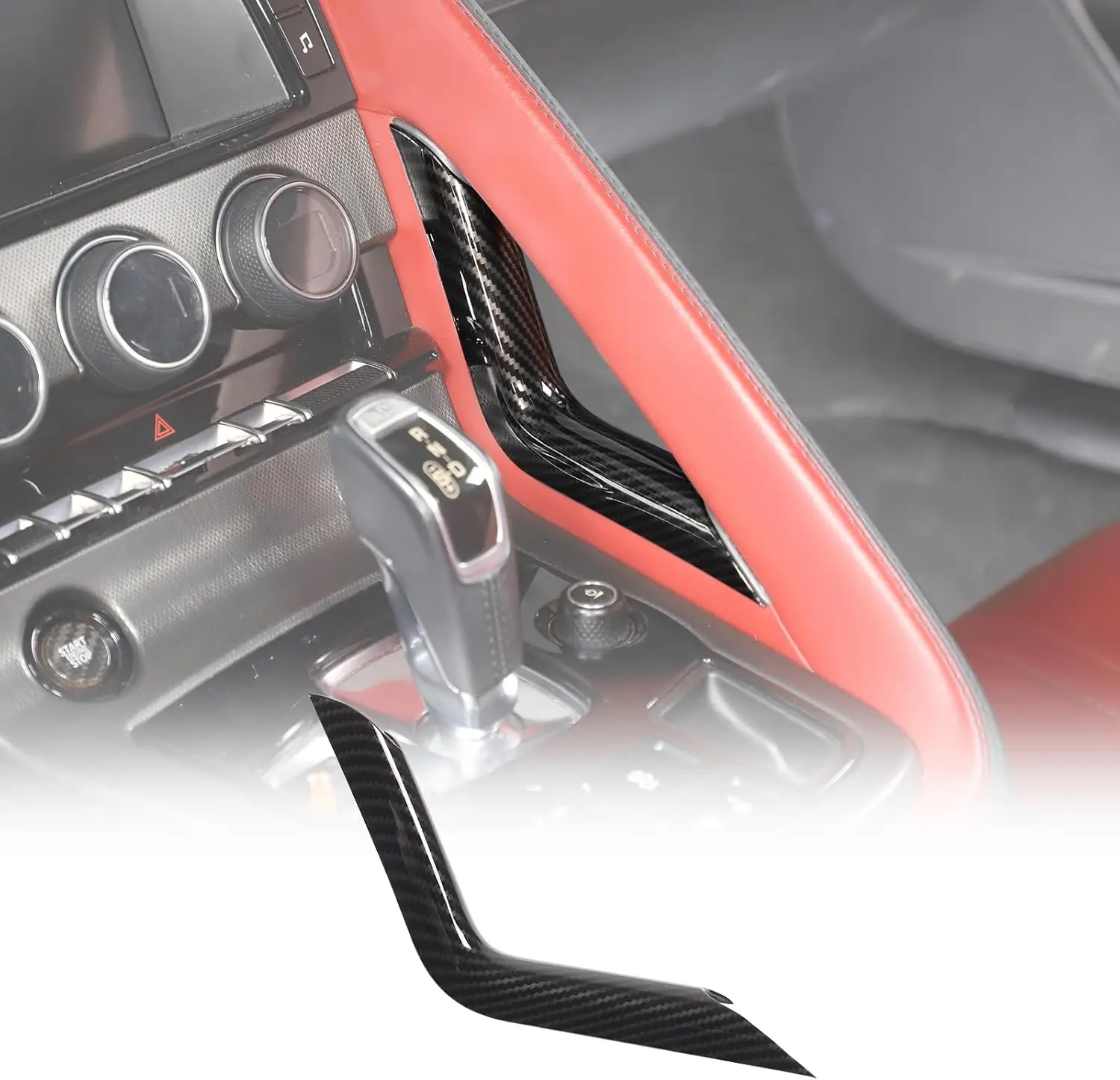 ABS Carbon Fiber Car Center Console Gear Shift Right Side L Shape Trim ...