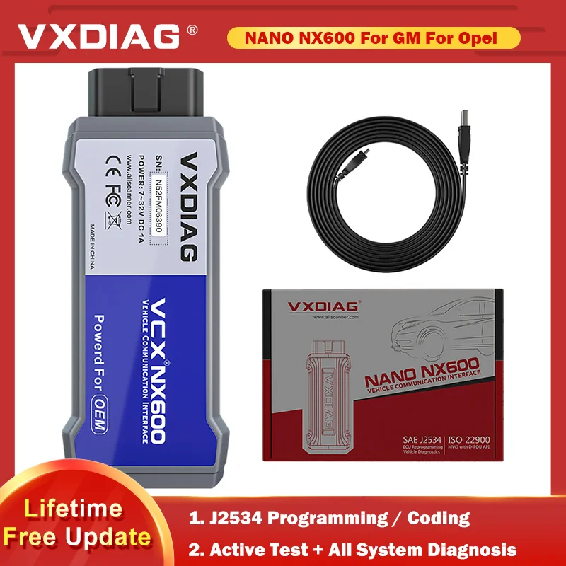 VXDIAG VCX NANO Hot Version NX600 For GM All System Active Test OBD2 ...
