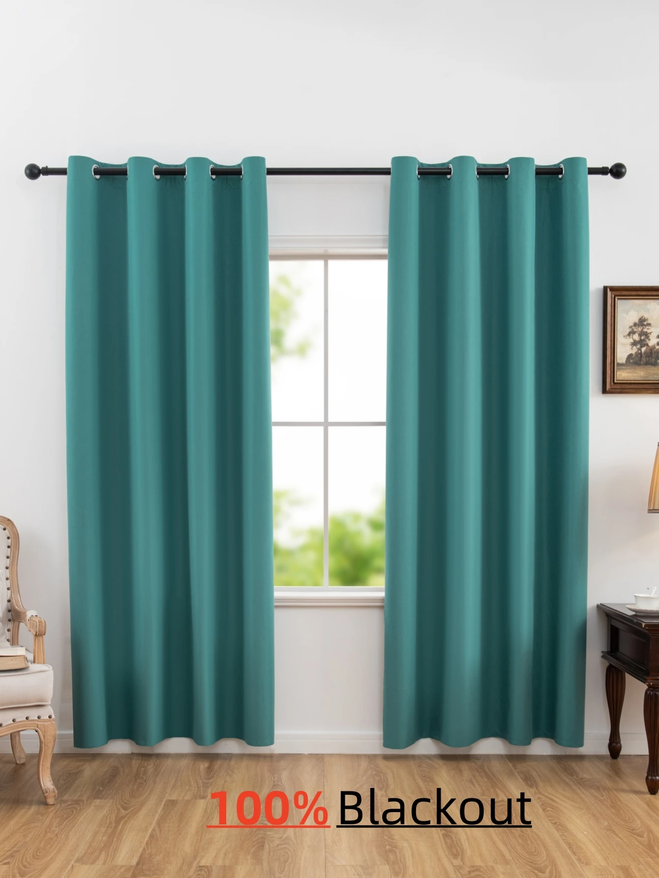 1pc Modern 100% Blackout Curtains with Grommet Top, Soft Fabric and ...