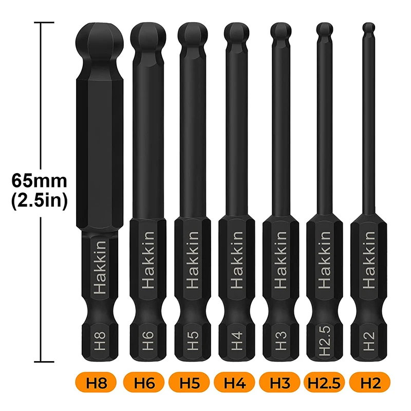 7Pcs-Ball-End-Screwdriver-Bit-65mm-Length-Metric-Allen-Key-Bit-Set-1-4 ...