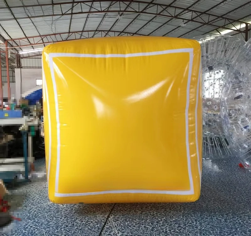 Yellow 2m square PVC inflatable buoy for boat buoy and water game ...