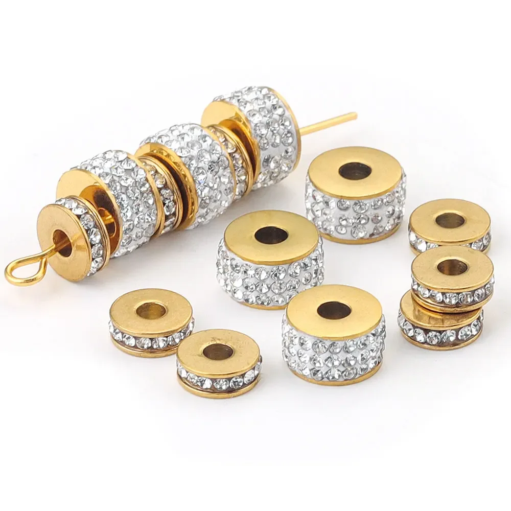 10pcs-Lot-Stainless-Steel-3-Row-Rhinestones-Disc-Flat-Spacer-Charm ...
