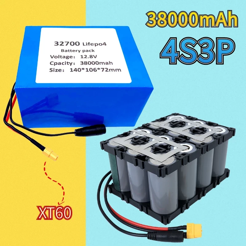 32700 Lifepo4 Battery 4s3p 12.8v 38ah 4s 40a 100a Balanced Bms For ...