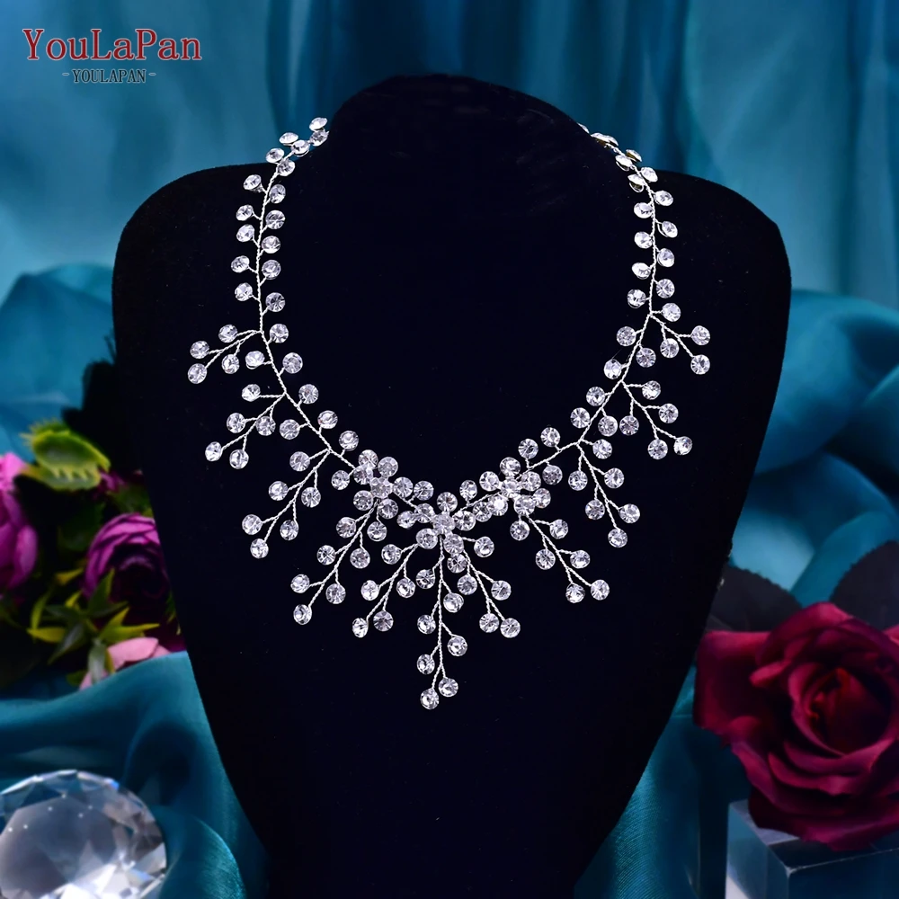 The Crystal Bridal elegant Rhinestone Bridal Necklace Water Drop Tassel Clavicle Chain For Weddings