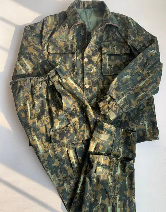 Chinese Military Uniform Men Green Digital Camouflage Vintage Jungle