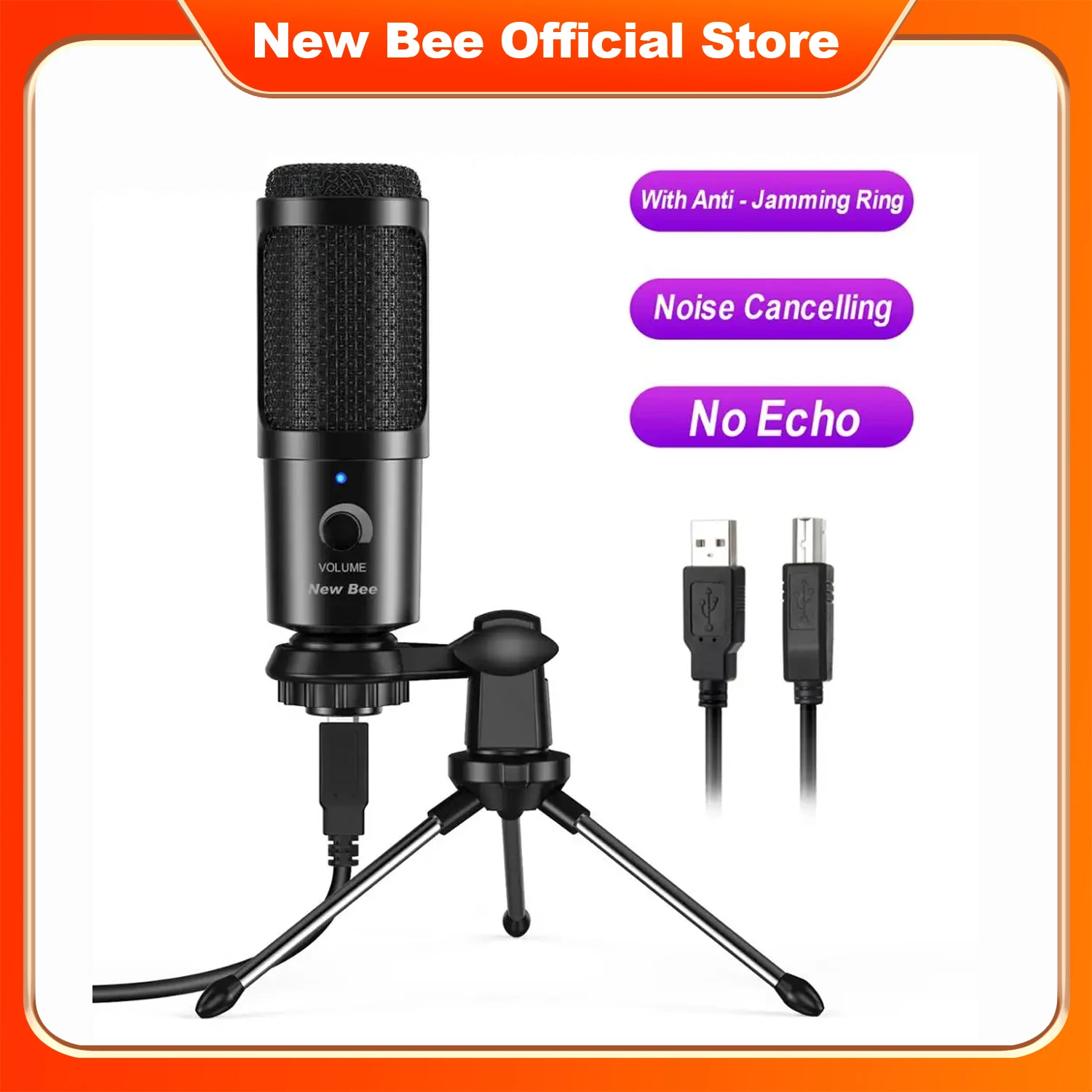New-Bee-DM18-USB-Microphone-Condenser-Professional-Mic-with-Shock-Mount ...