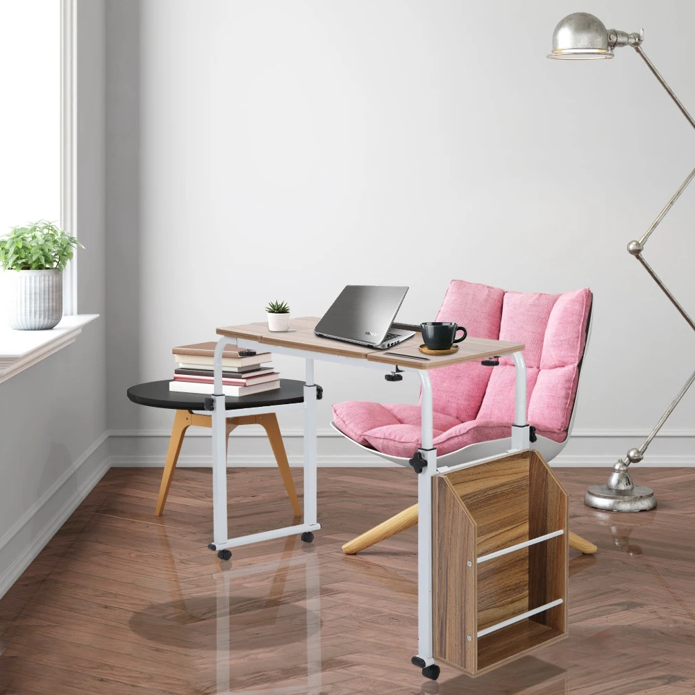 Adjustable-Laptop-Cart-Mobile-Computer-Desk-Overbed-Writing-Table-with ...
