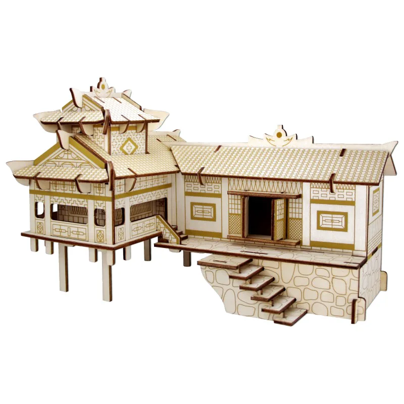 wooden-3D-building-model-toy-gift-puzzle-hand-work-assemble-game ...