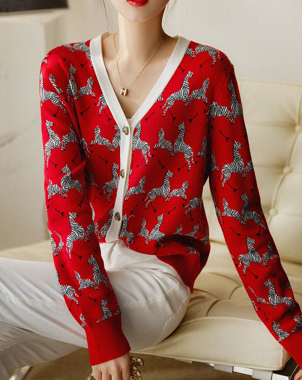 Printed-Red-Cardigans-Women-Spring-Knitted-Coats-Women-Autumn-Printed ...