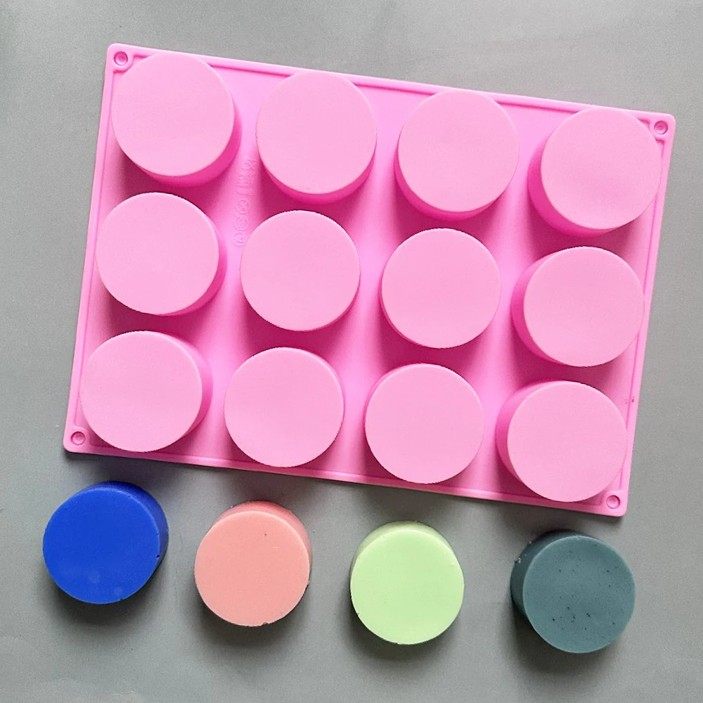 12 Cavity Cylindrical Silicone Biscuit Mold Chocolate Candy Cake ...