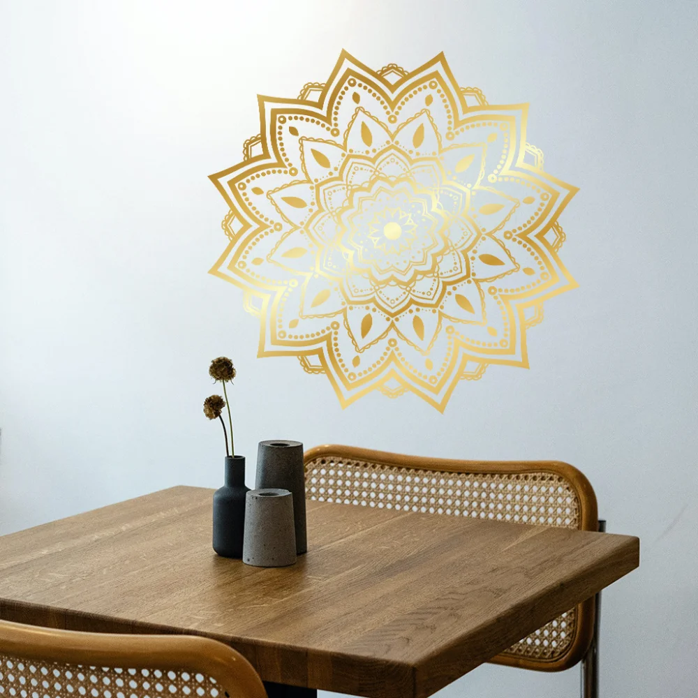 Gold-Mandala-Wall-Sticker-Beautiful-Lotus-Stickers-Are-Used-To-Decorate ...