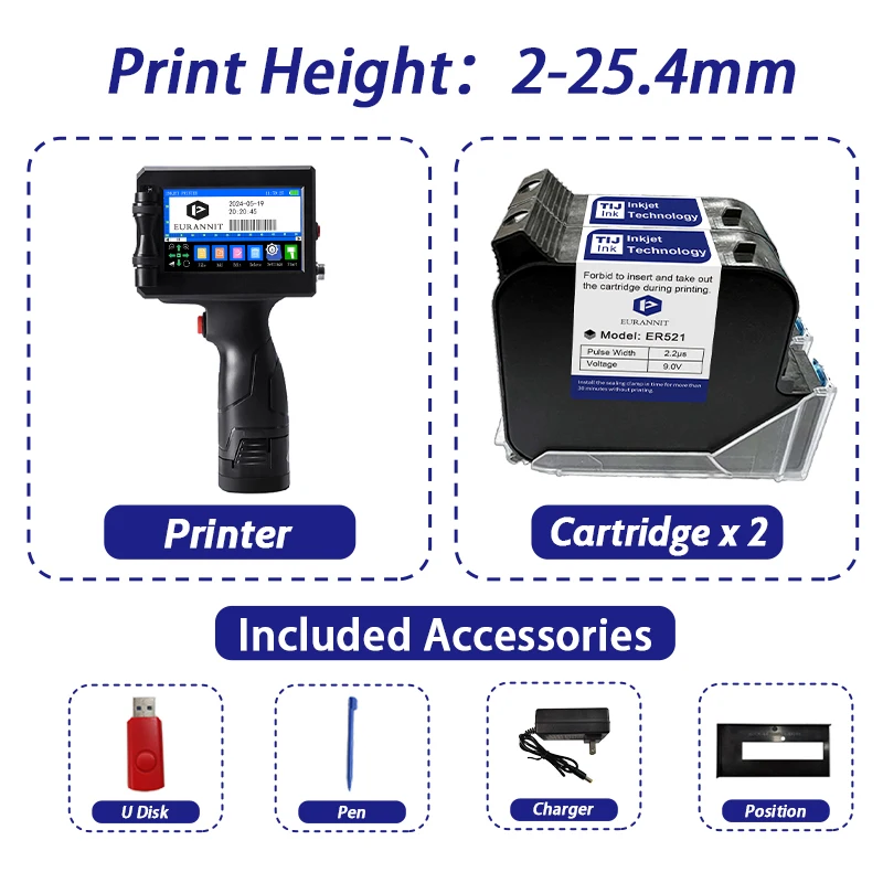 Inkjet Printer 12.7mm Handheld Gun With Fast-Drying Ink For Text QR ...