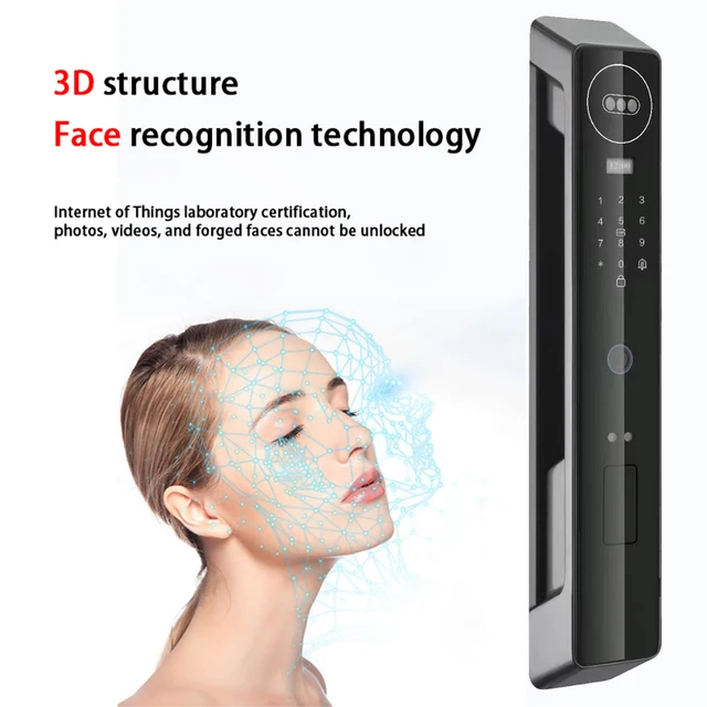 Fingerprint Smart Lock 3D Face Recognition Fully Automatic WIFI APP Biometric Card Key Digital ...