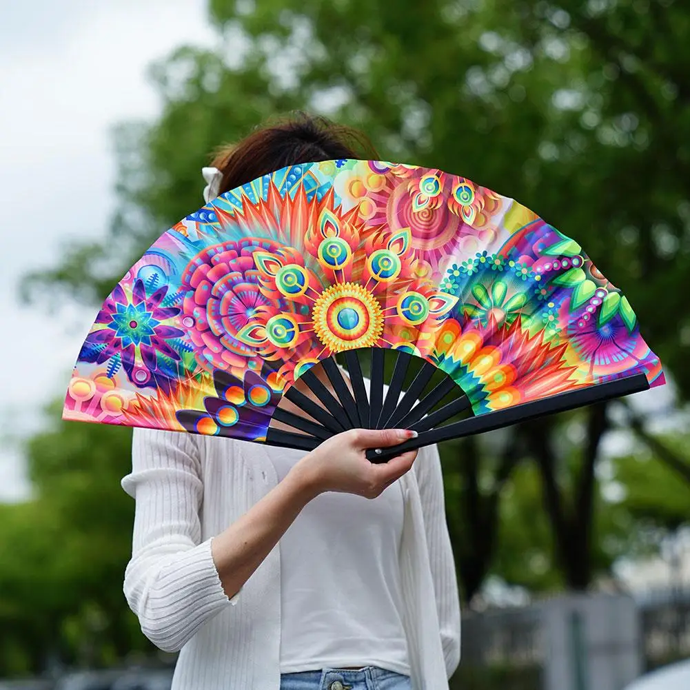 33cm-Large-Folding-Hand-Rave-Fan-Chinease-Japanese-Gradient-Colorful ...