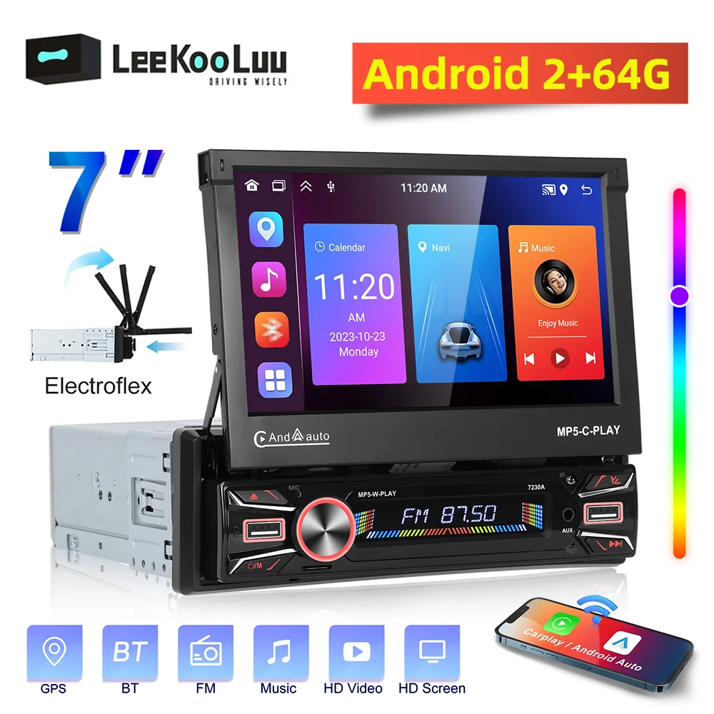 LeeKooLuu-7-Motorized-Retractable-Screen-2G-64G-Android-13-Car-Radio-1 ...