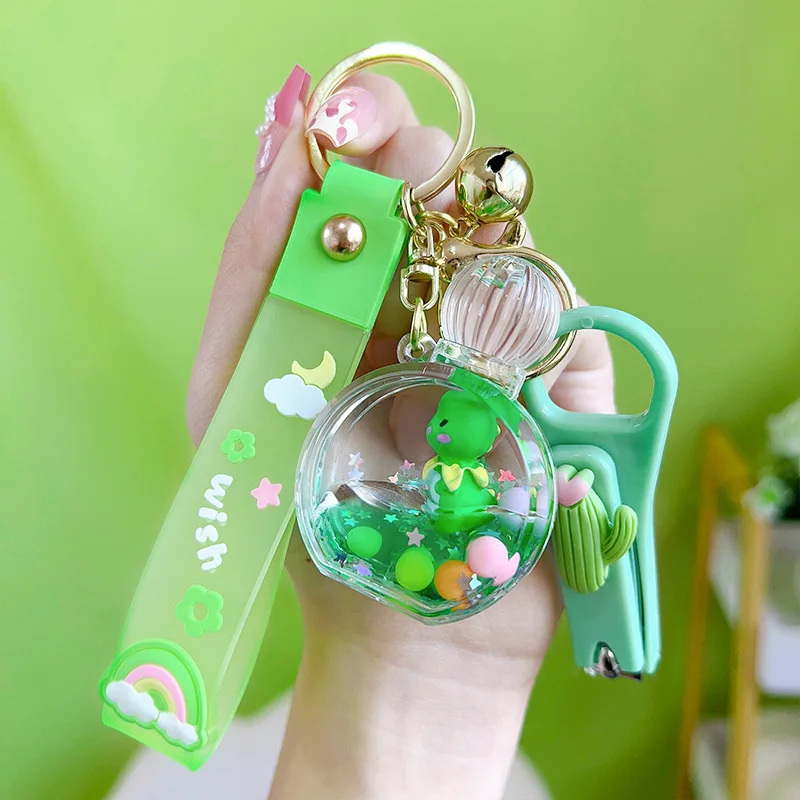 Creative Perfume Bottle Nail Clippers Liquid Keychain Cartoon Green ...